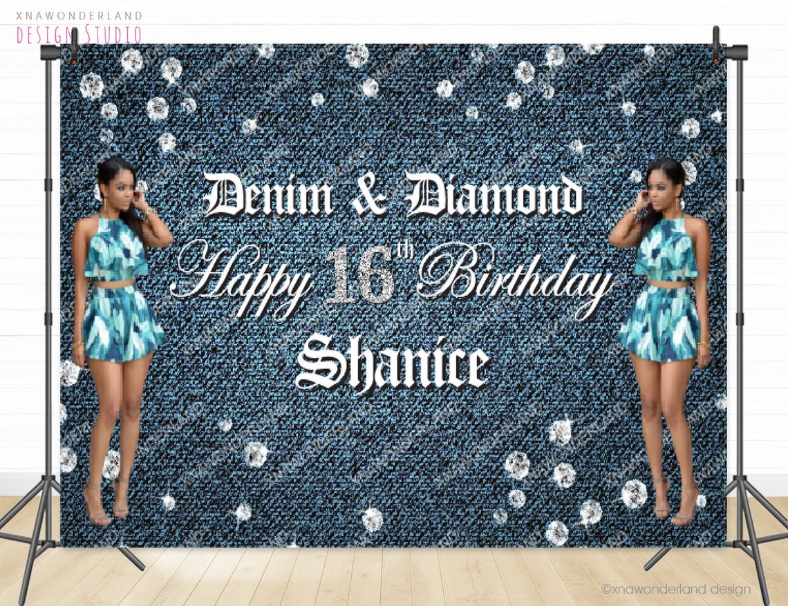Digital Only Denim and Diamonds Backdrop Denim Theme Party - Etsy