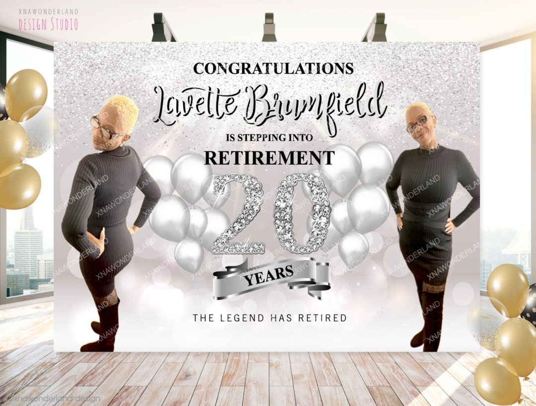 Custom Backdrop, Custom Image Banner, Retirement Party, Retirement ...