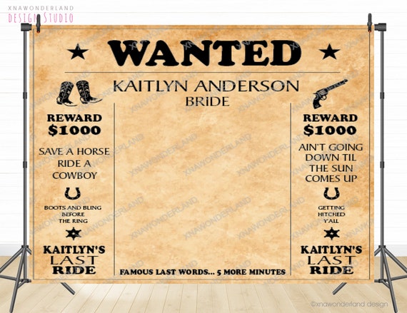 Digital Only Cowboy Wanted Backdrop Western Bachelorette - Etsy