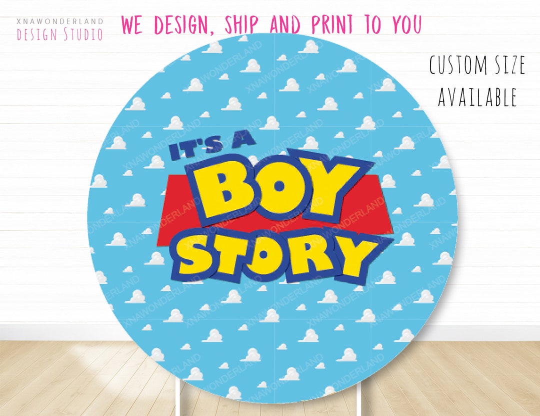 It's a Boy Story, Round Boy Story Party Backdrop, Boy Story Decor, Boy ...