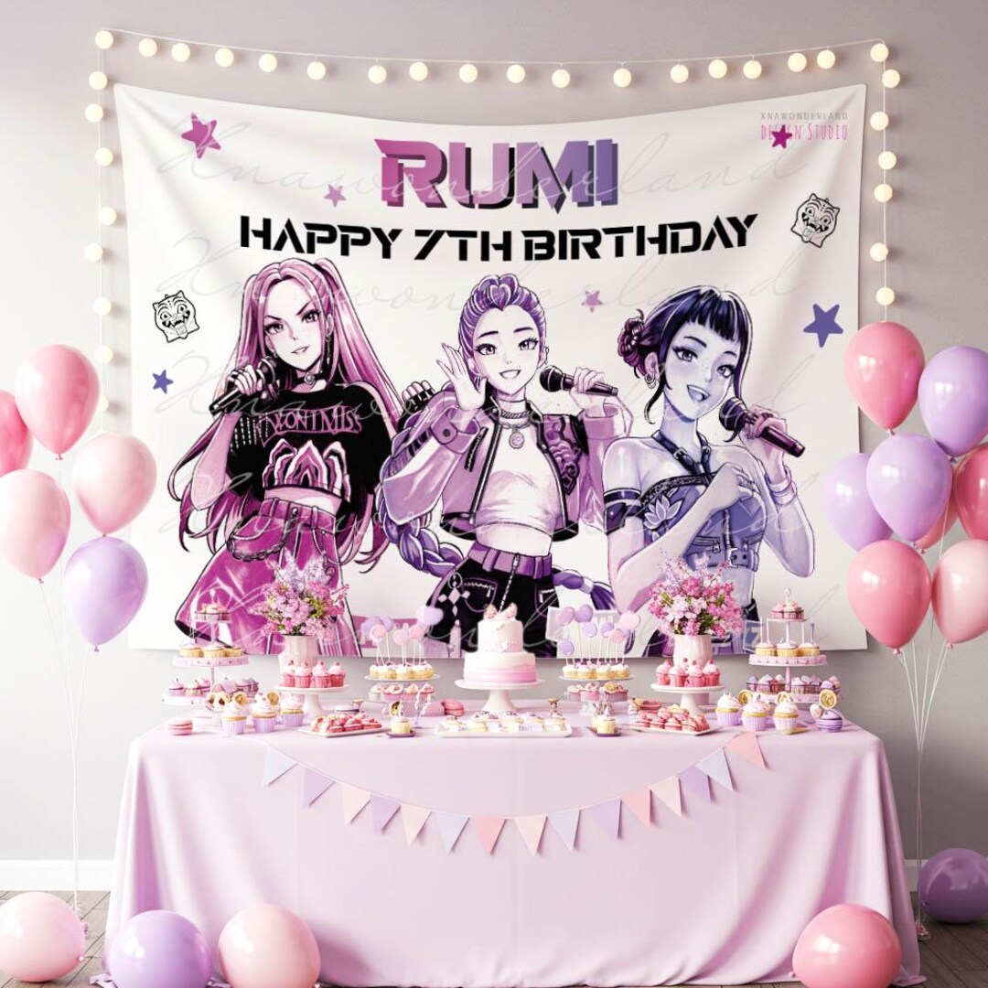 Kpop Demon Hunter Birthday Banner Printable, Kpop Demon Party Decor ...