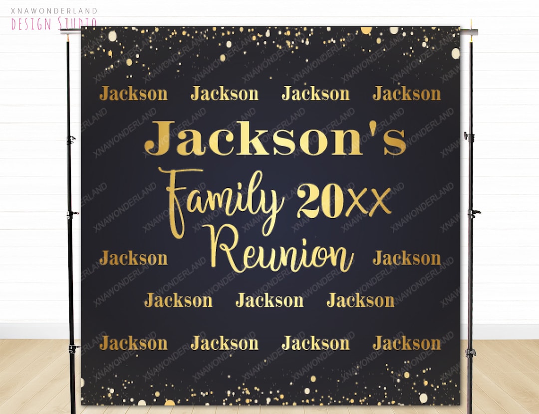 Family Reunion Backdrop, Custom Family Reunion, Black Gold Backdrop ...