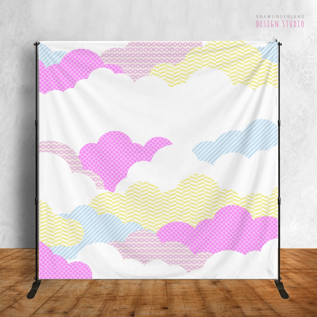 Color Cloud Background, Custom Cloud Art, Cloud Party Backdrop, Color ...