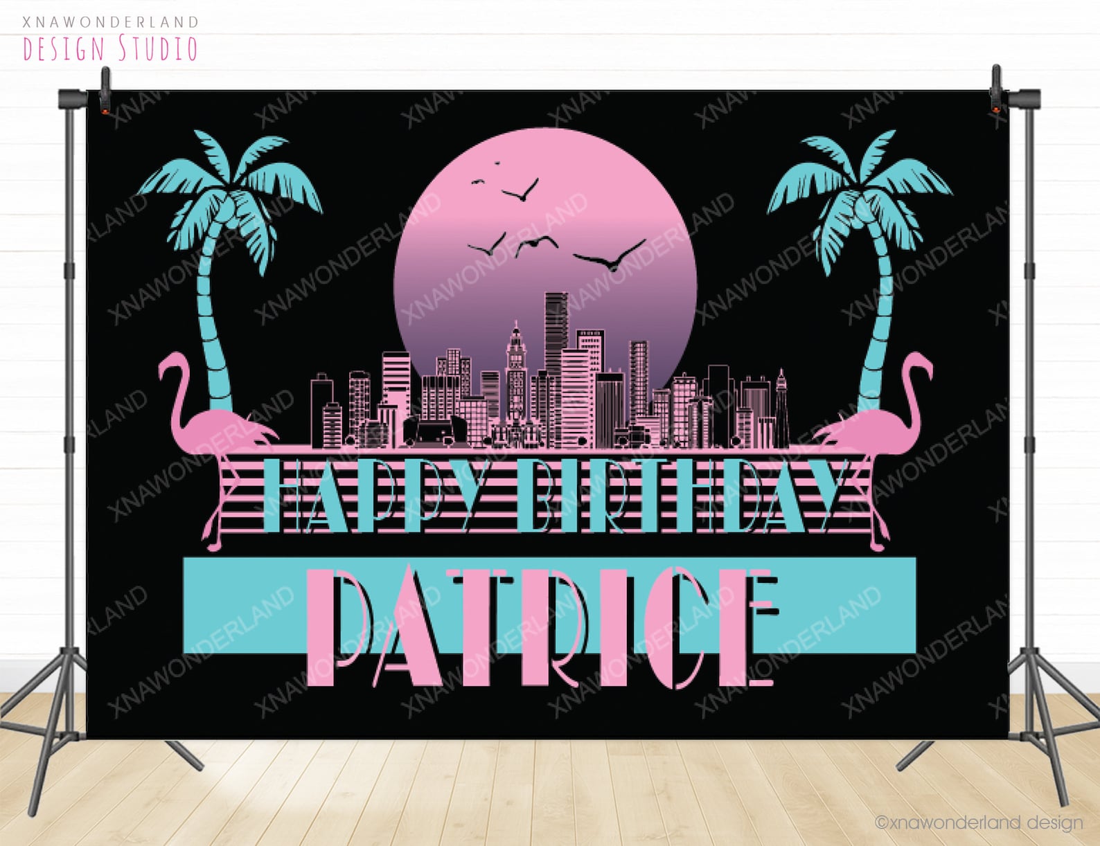 Miami Vice Backdrop Banner, Custom Miami Vice, 80s Party Backdrop, 80s ...