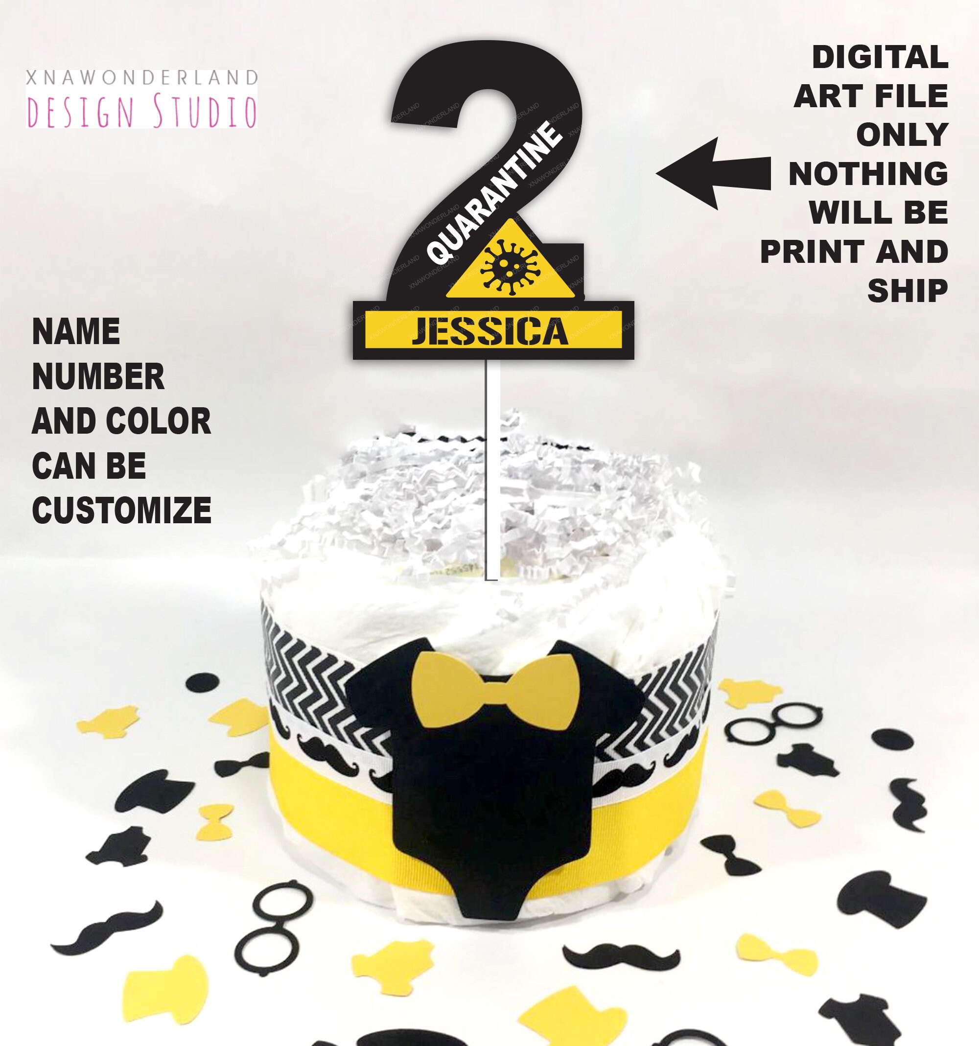 Quarantine Cake Topper First Birthday Caution Party Stay - Etsy UK