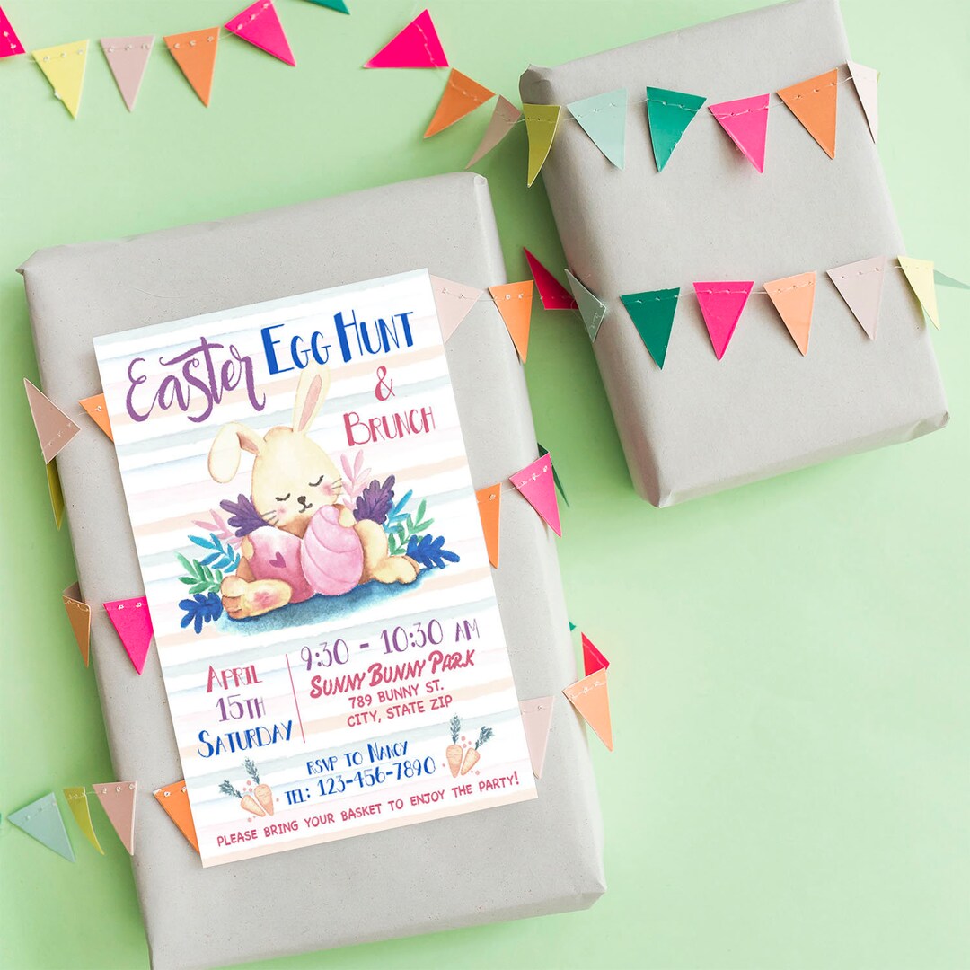 EDITABLE Easter Egg Hunt Flyer, Printable Invite Easter Party ...