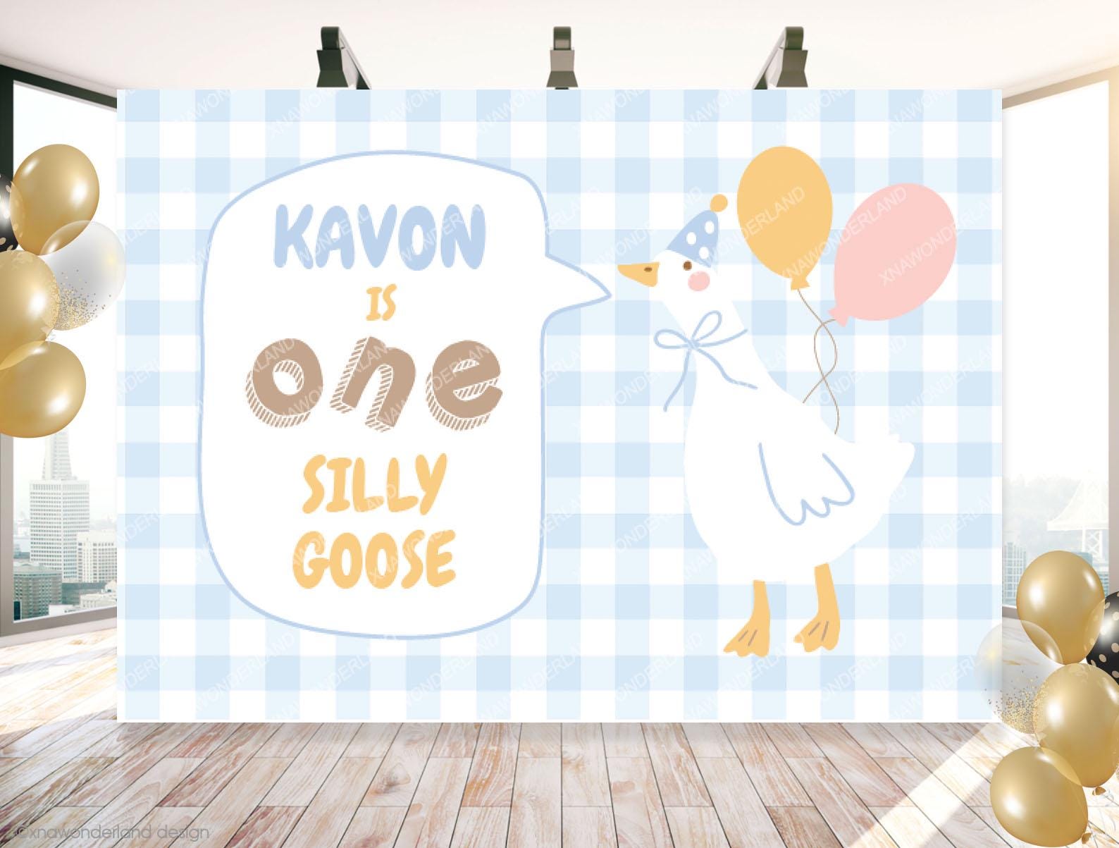 One Silly Goose Birthday Backdrop, Boy First Birthday Silly Goose ...