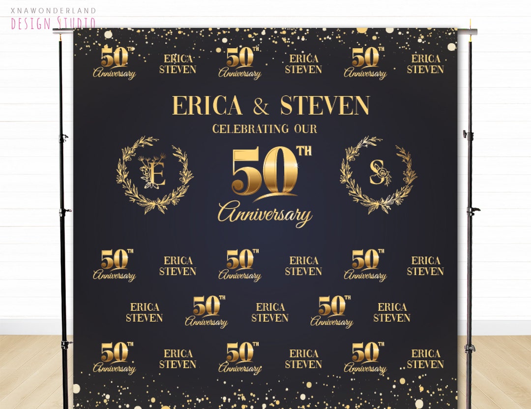 50th Anniversary Photo Backdrop, Golden Anniversary Backdrop, Wedding ...