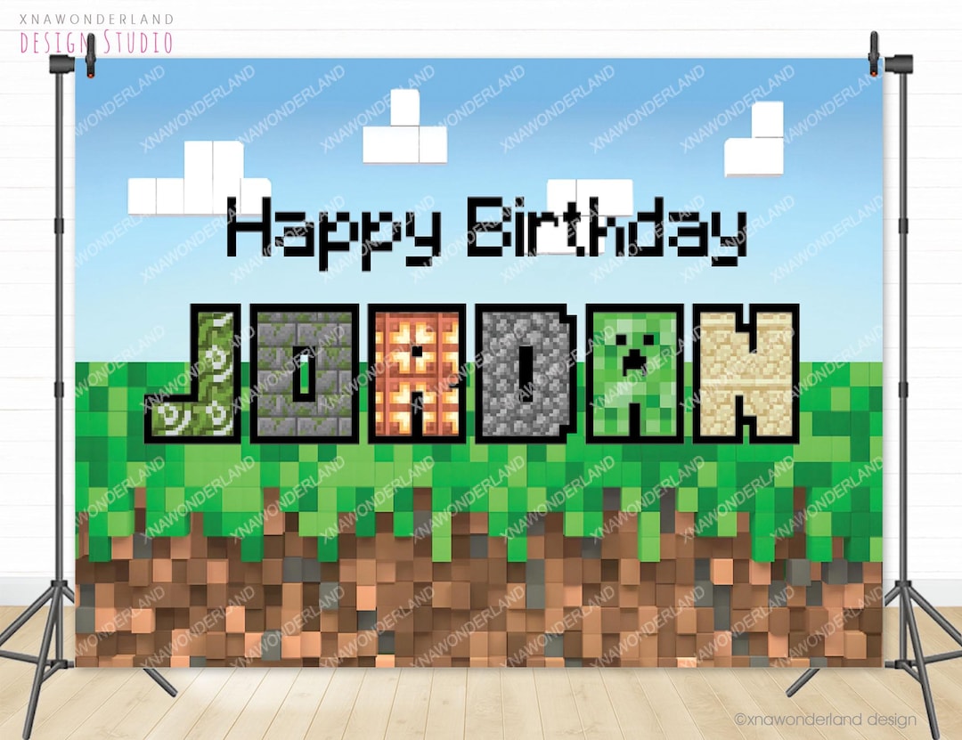 Custom Name Minecraft Birthday Party Backdrop, Minecrafter Party Banner ...