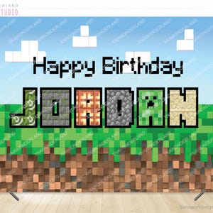 Mincraft Birthday Backdrop - Etsy