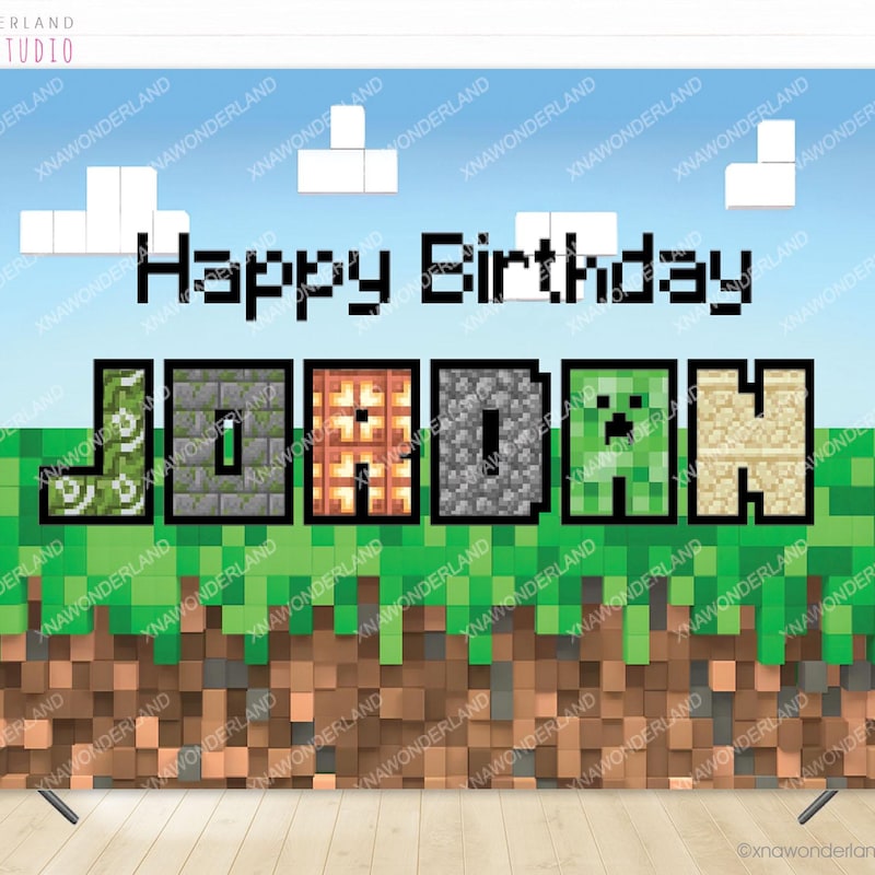 Mincraft Birthday Backdrop - Etsy