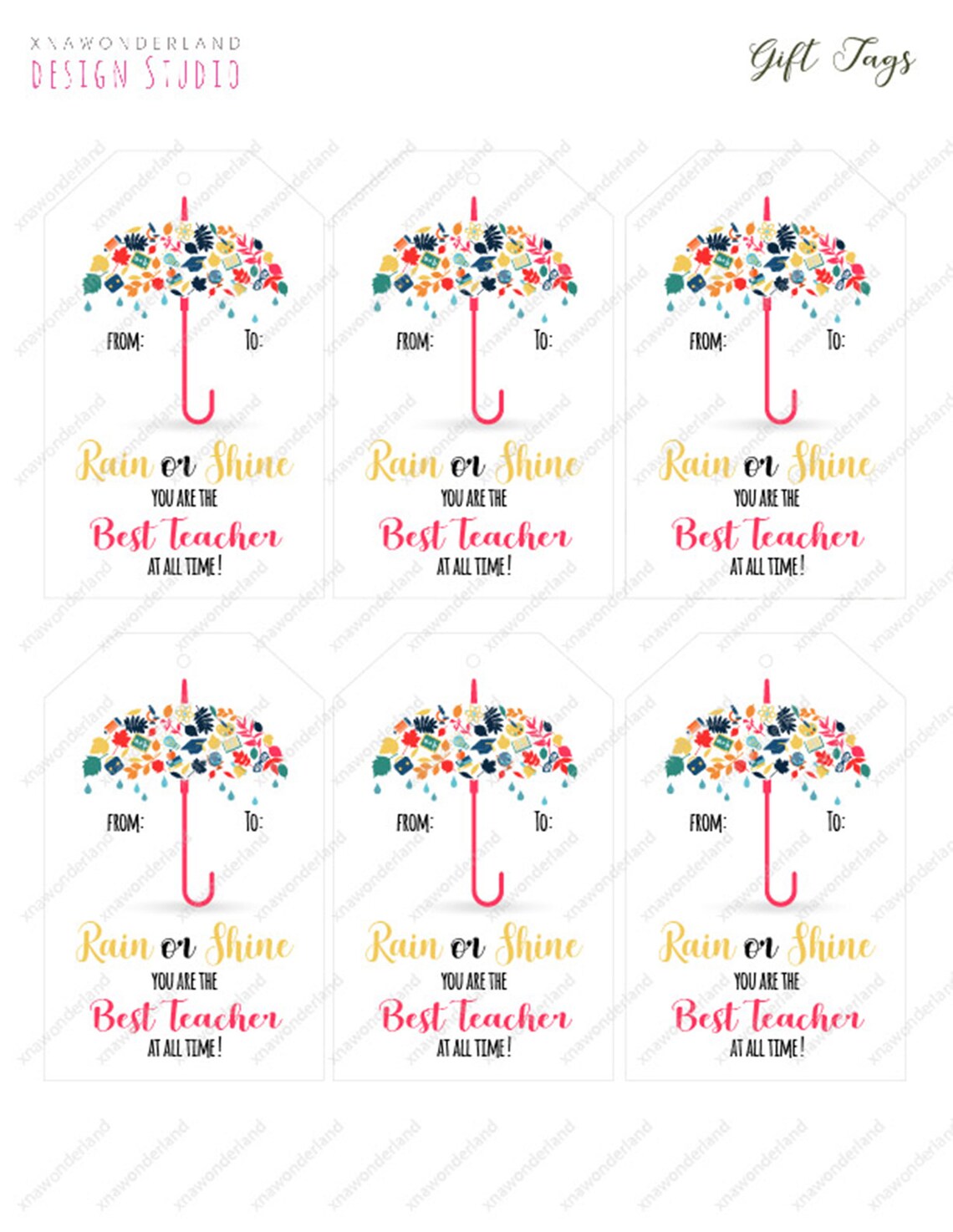 PRINTABLE Download Teacher Appreciation Gift Tags Teacher - Etsy
