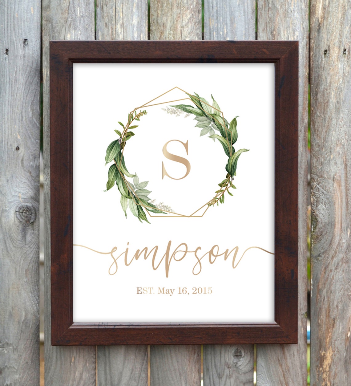 Custom Family Wall Art Family Initial Art Greenery Wall Art - Etsy