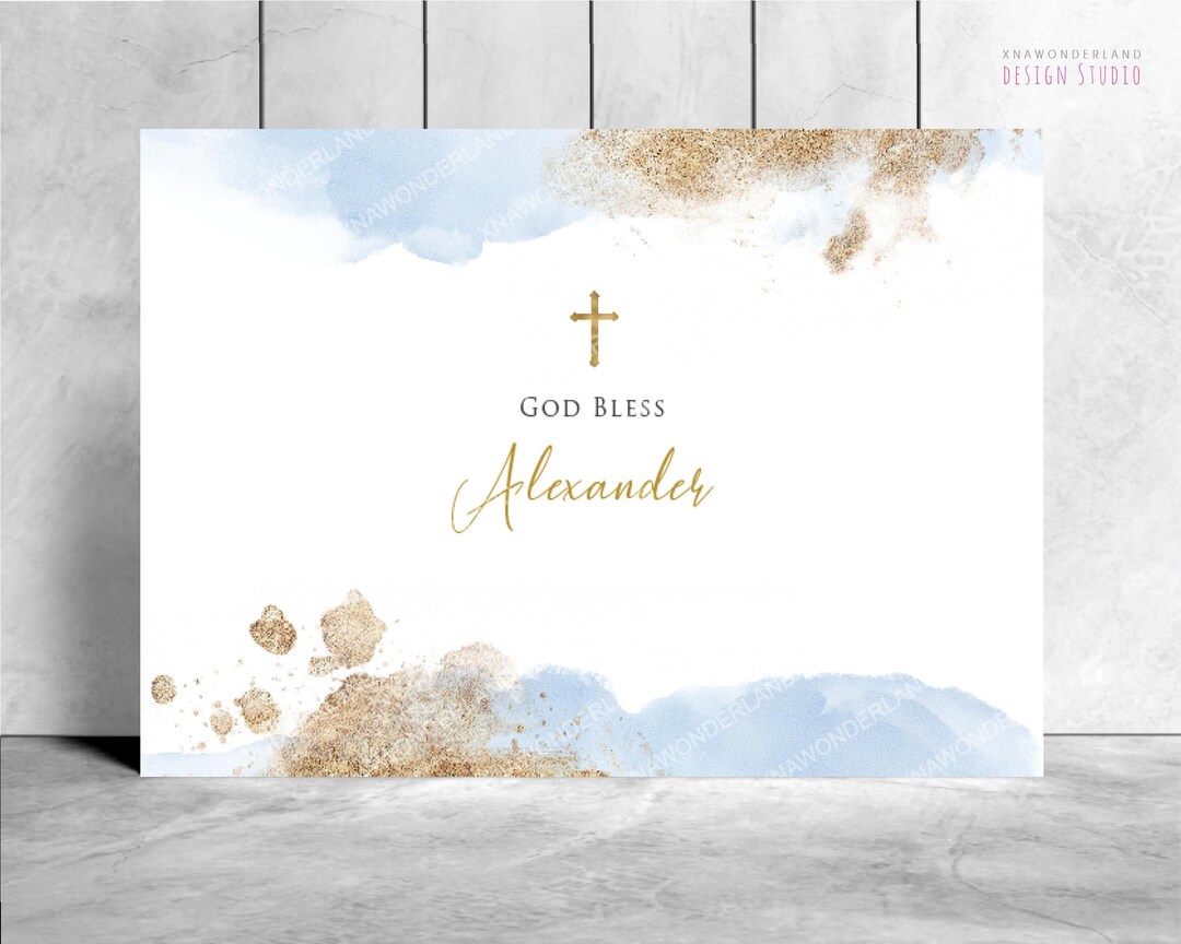 God Bless Baptism Backdrop, Christening Baptism, First Communion ...