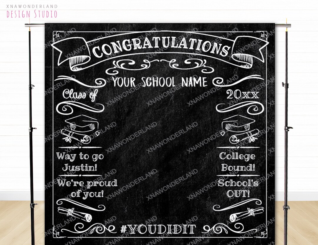 Digital Only, Chalkboard Grad Backdrop, Class of 2023, Graduation 2023 ...
