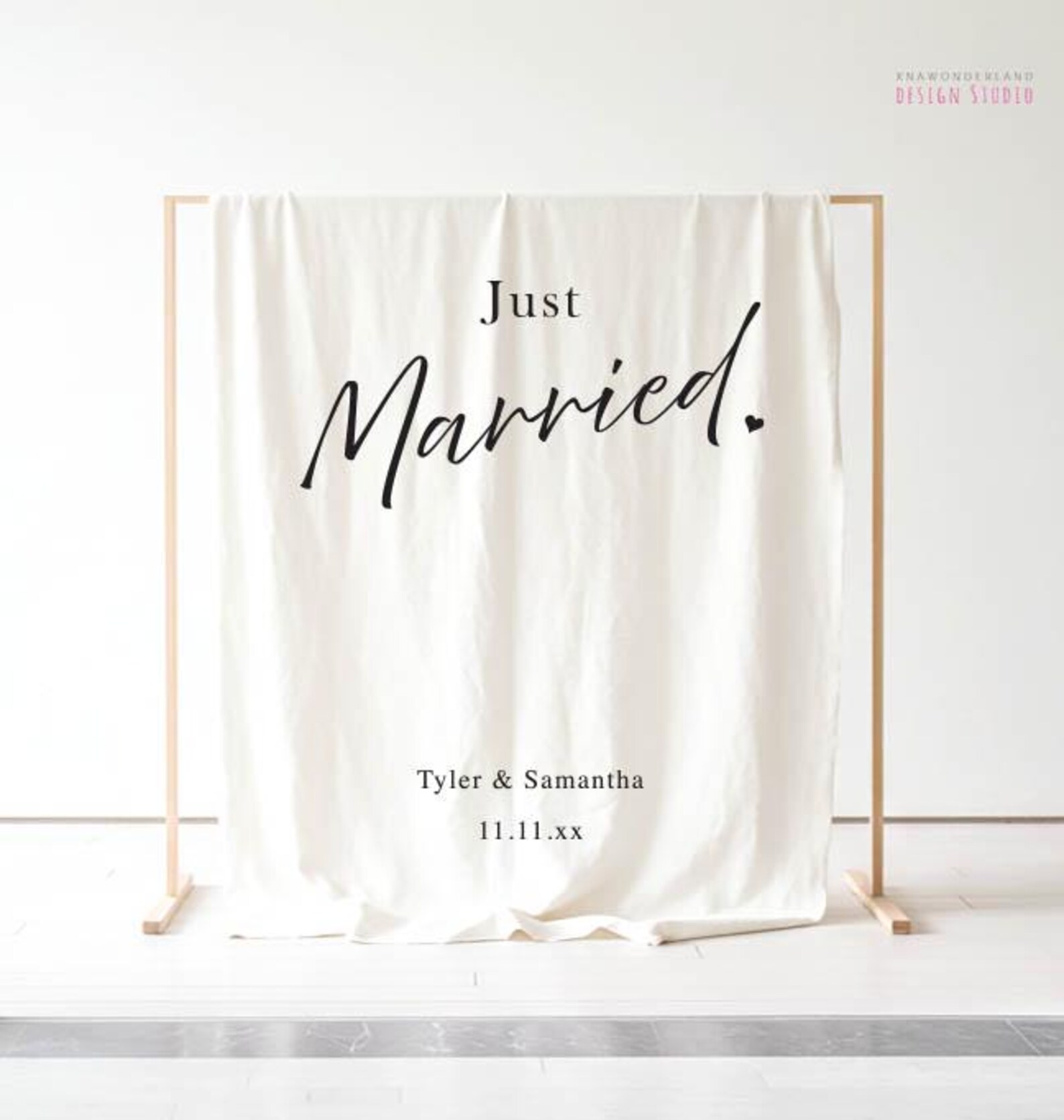 Just Married Backdrop, Quote Wedding Backdrop, Rustic Script Wedding ...
