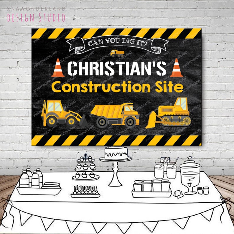 Construction site banner dump truck backdrop excavator | Etsy