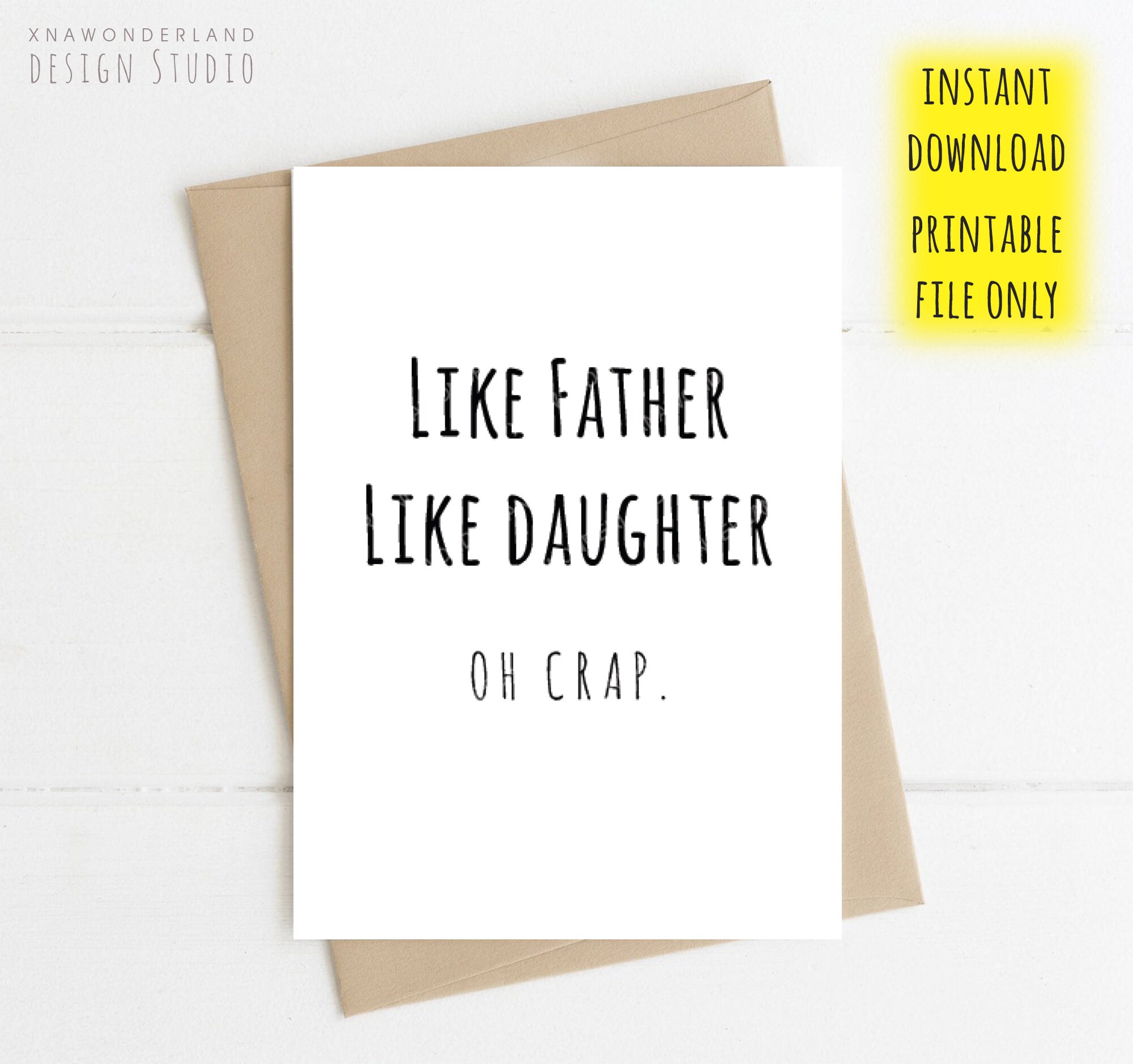 Like Father Like Daughter, Funny Father's Day Card, Funny Social ...