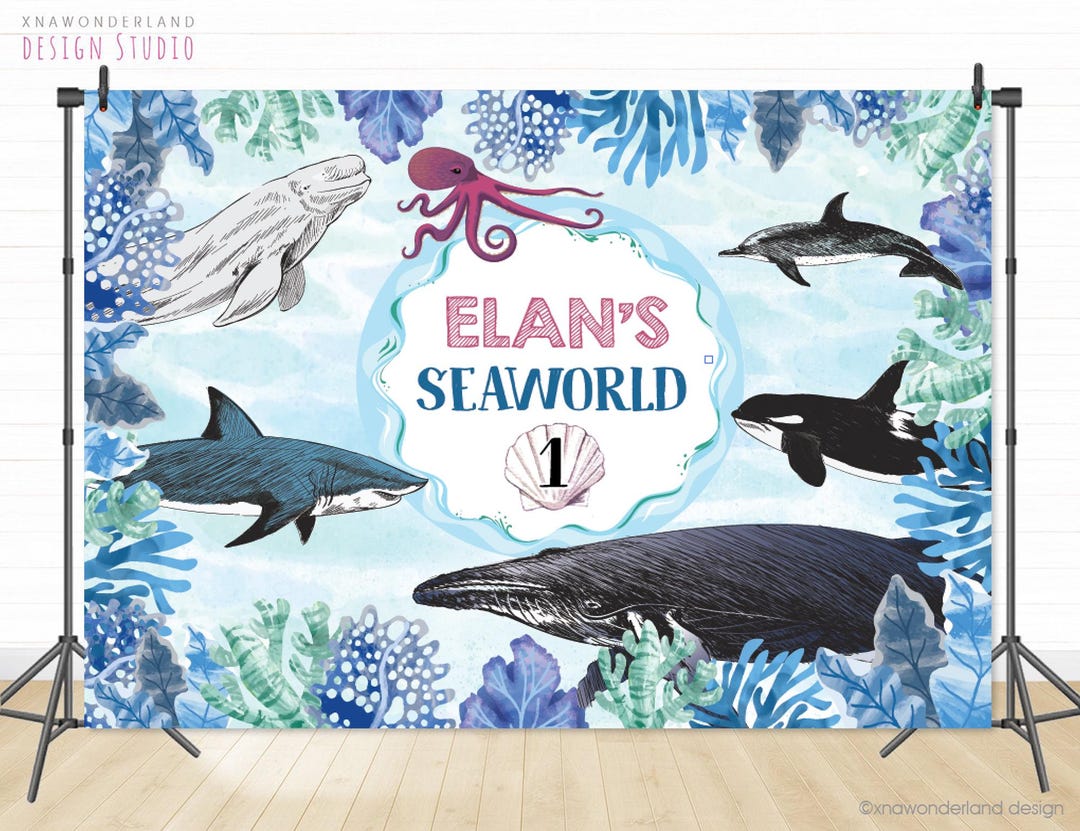 Sea Animal Party Backdrop, Marine Animal Decor, Under the Sea Party ...
