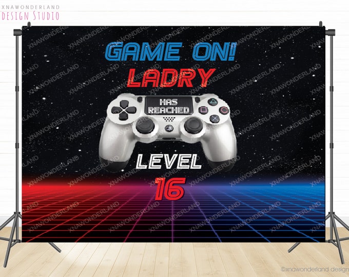 Gamer Party Backdrop Banner, Personalized Video Game on Game Party ...