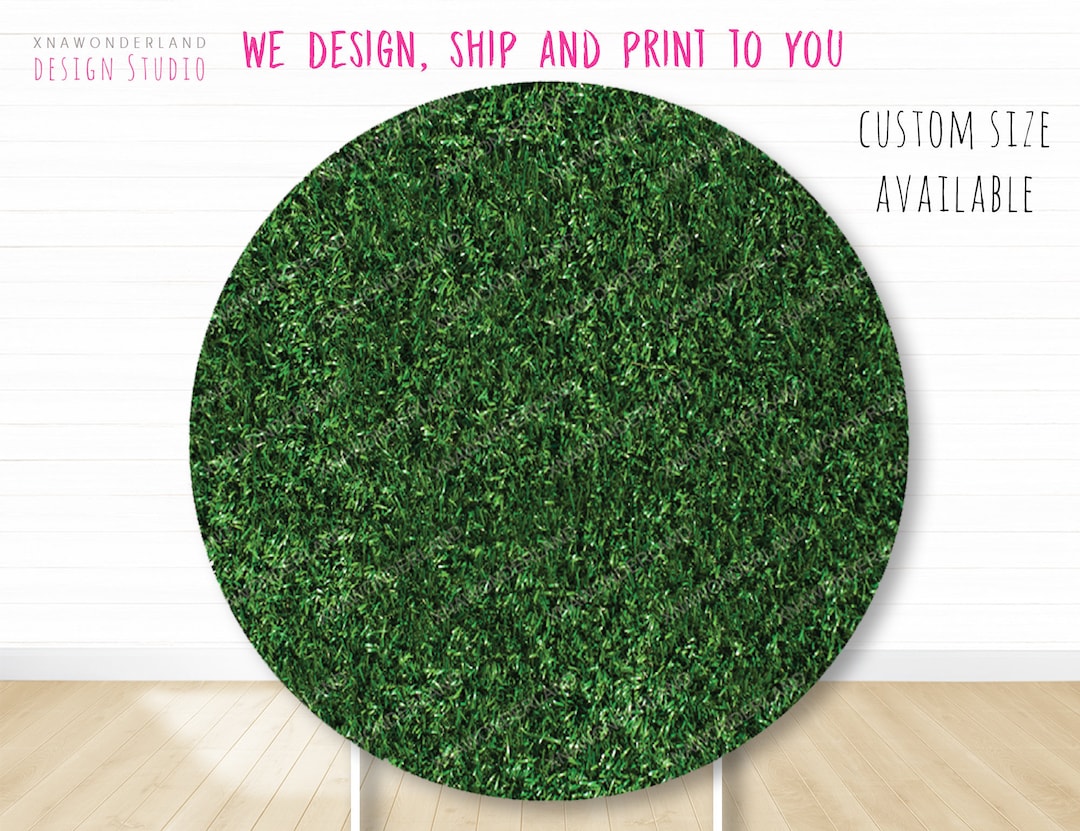 Round Grass Wall Backdrop, Circle Grass Wall Background, Printed Grass ...