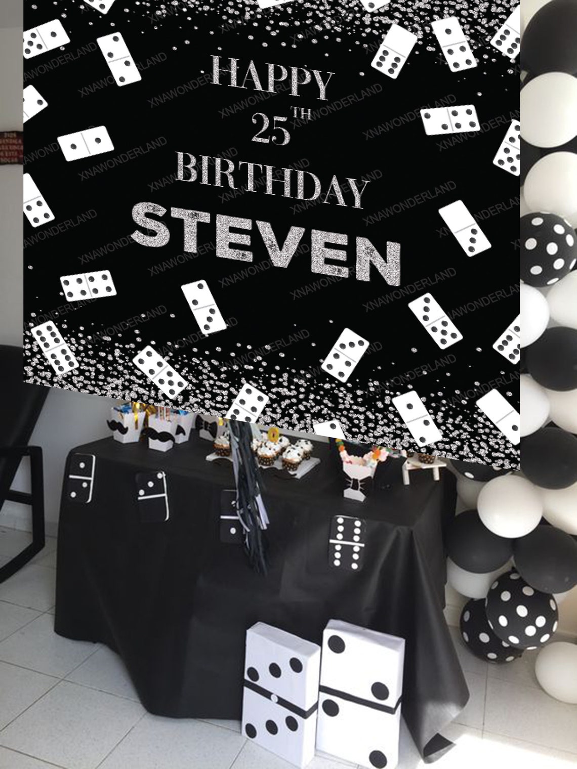 Domino Backdrop, Domino Party Banner, Domino Birthday, Gamble Backdrop ...