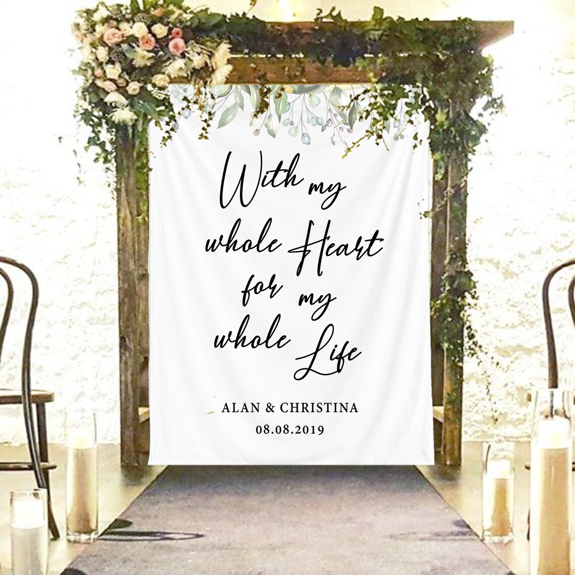 Rustic Wedding Backdrop Fabric Wedding Banner Custom Wedding - Etsy