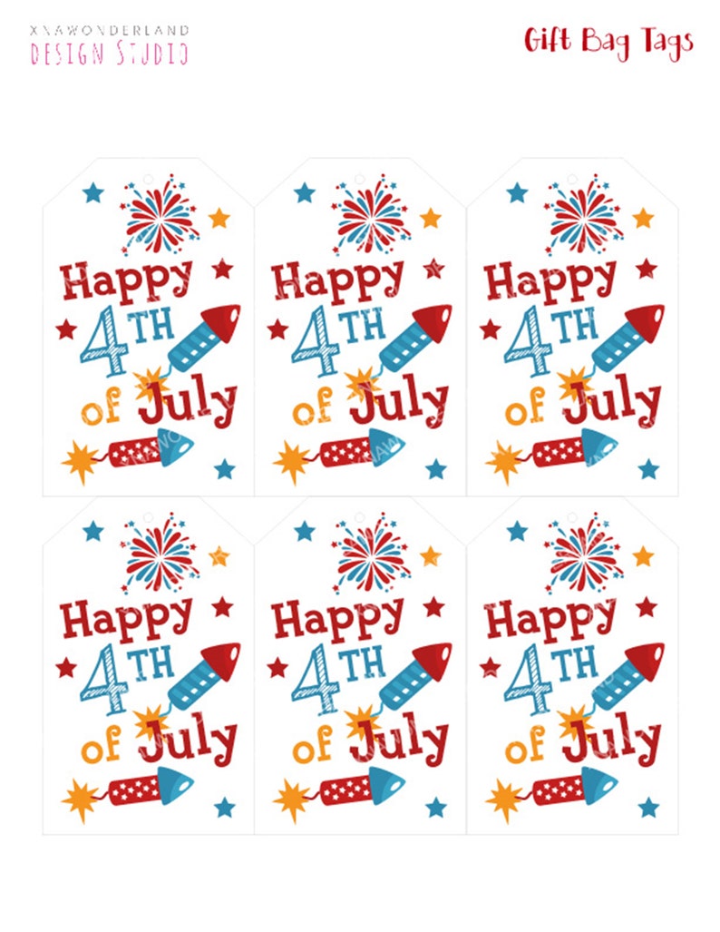 Forth of July PRINTABLE, Fourth of July Gift Tags, July 4th Instant ...