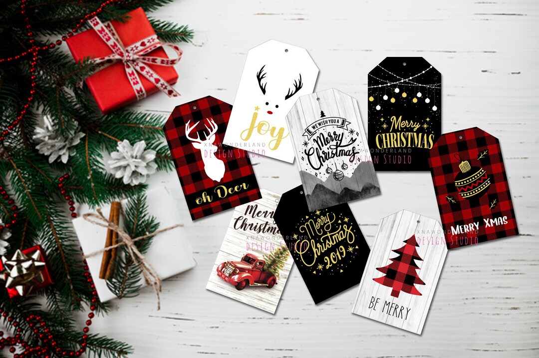 Set of 8 Christmas Gift Tags, Christmas Gift Tag, Christmas Gift Tags ...