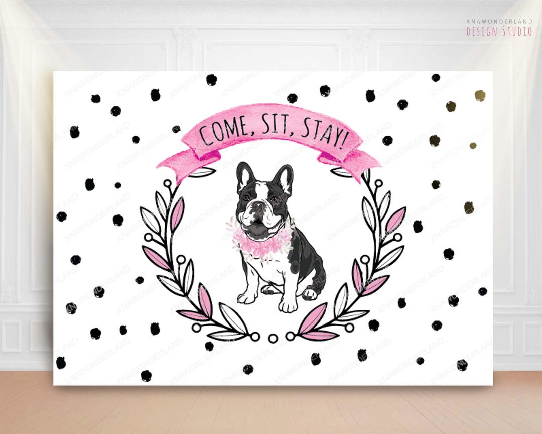 Dog Themed Birthday Backdrop, French Bulldog Birthday Pawty Decor ...