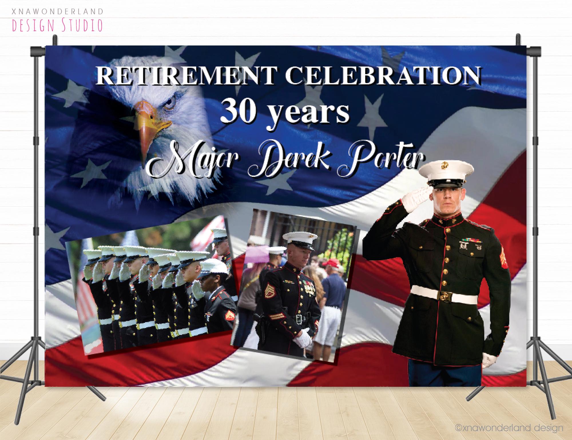 Custom Military Marine Air Force Retirement Backdrop, Soldiers ...