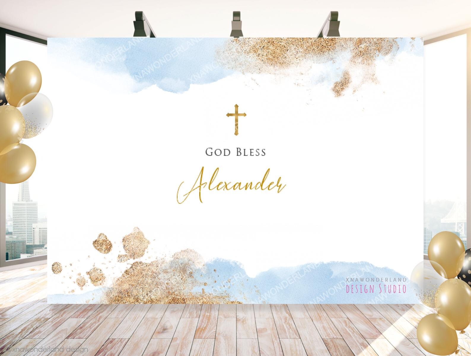 God Bless Baptism Backdrop, Christening Baptism, First Communion ...