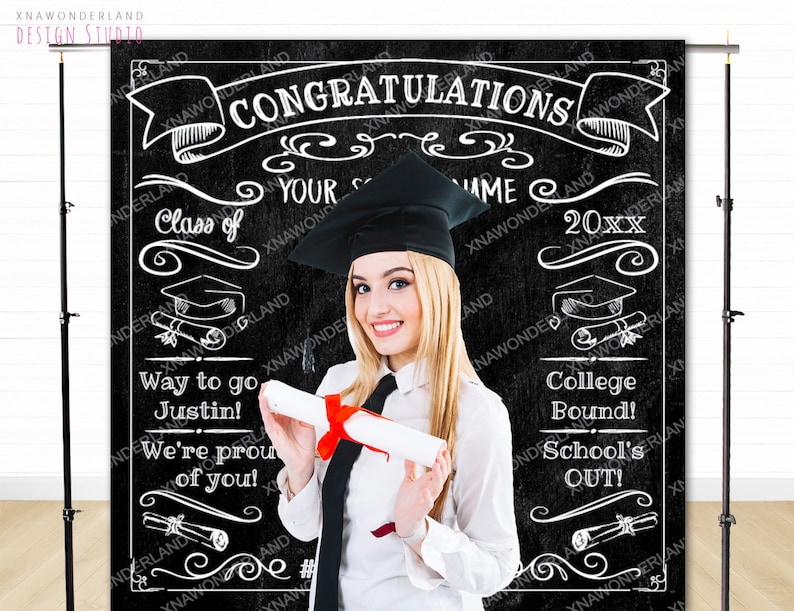 Chalkboard Grad Backdrop, Class of 2025, Graduation 2025, Custom ...