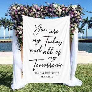 Letter Writing, Rustic Wedding Backdrop, Fabric Wedding Banner, Custom ...