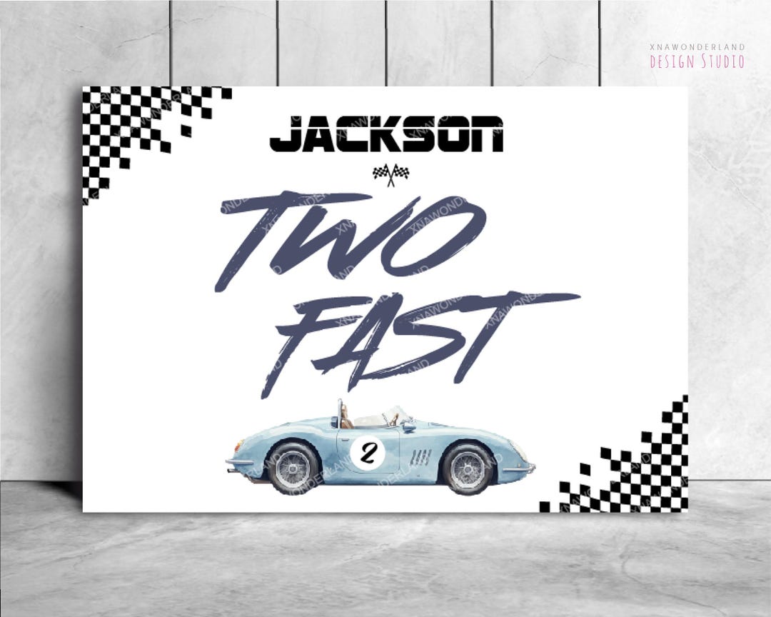 Two Fast Birthday Backdrop, Boys Two Fast Birthday Banner, Race Car ...