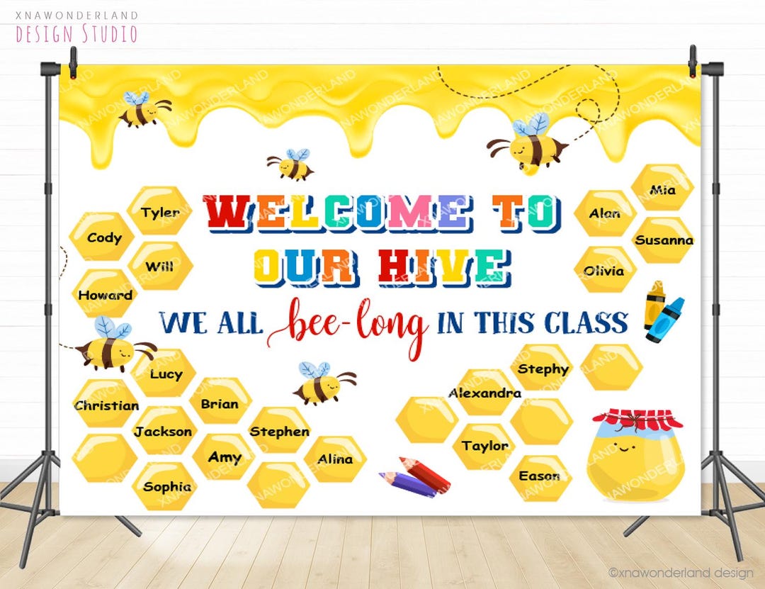 School Bee Bulletin Board, Class Bee Decor Backdrop, New Year Bulletin ...