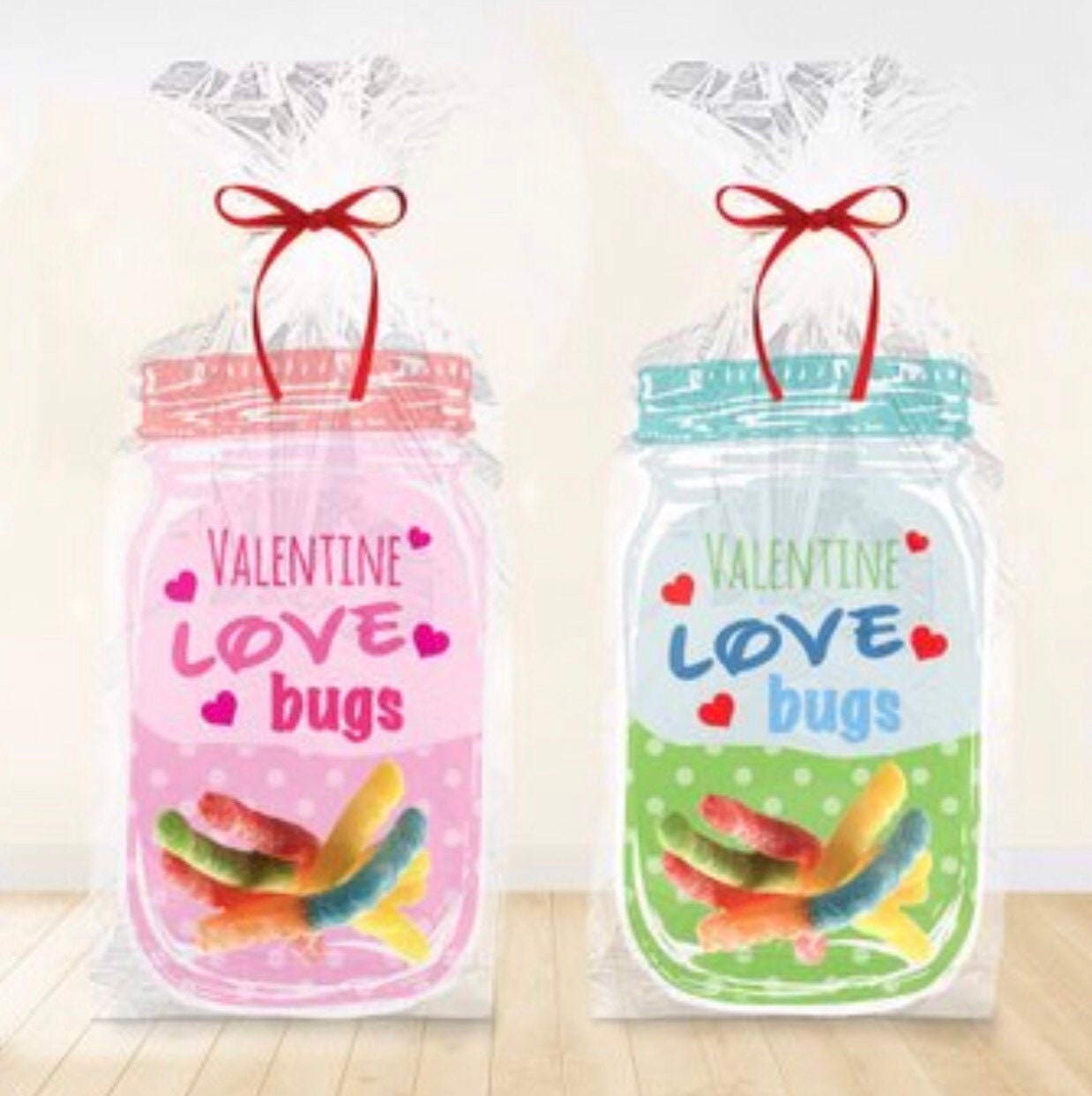 Valentine's Day Gift, Mason Jar Gift, Gummy Worm Favors, Worms Bugs ...