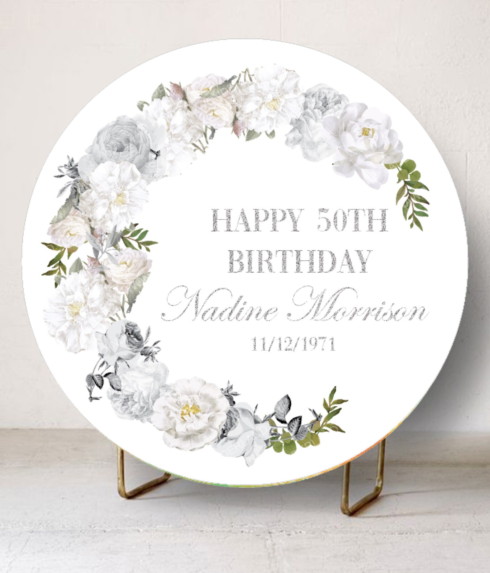Custom round backdrop custom circle backdrop white floral | Etsy Custom round backdrop custom circle backdrop white floral | Etsy