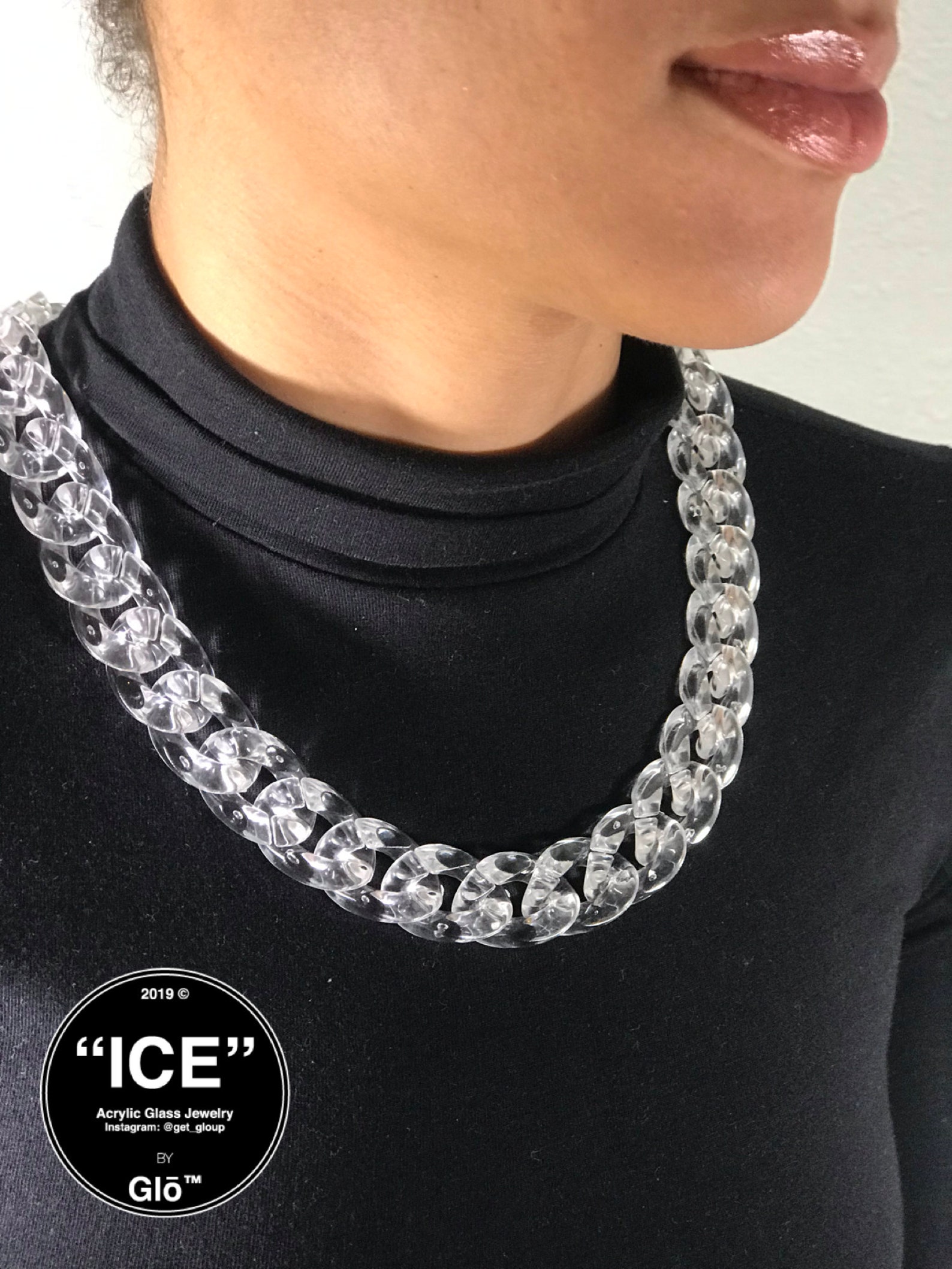 Clear Large Cuban Link Necklace. Acrylic Glass Chain. - Etsy