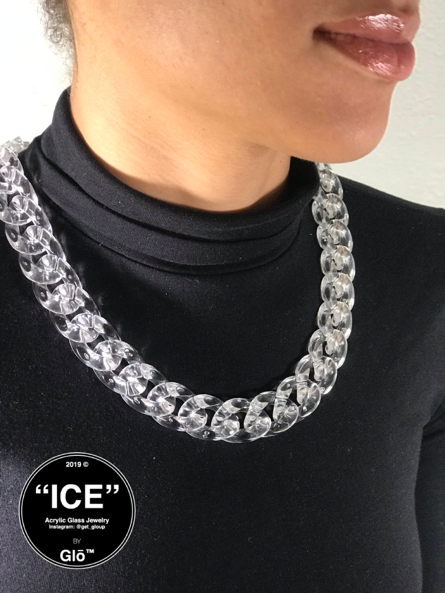 Clear Large Cuban Link Necklace. Acrylic Glass Chain. | Etsy