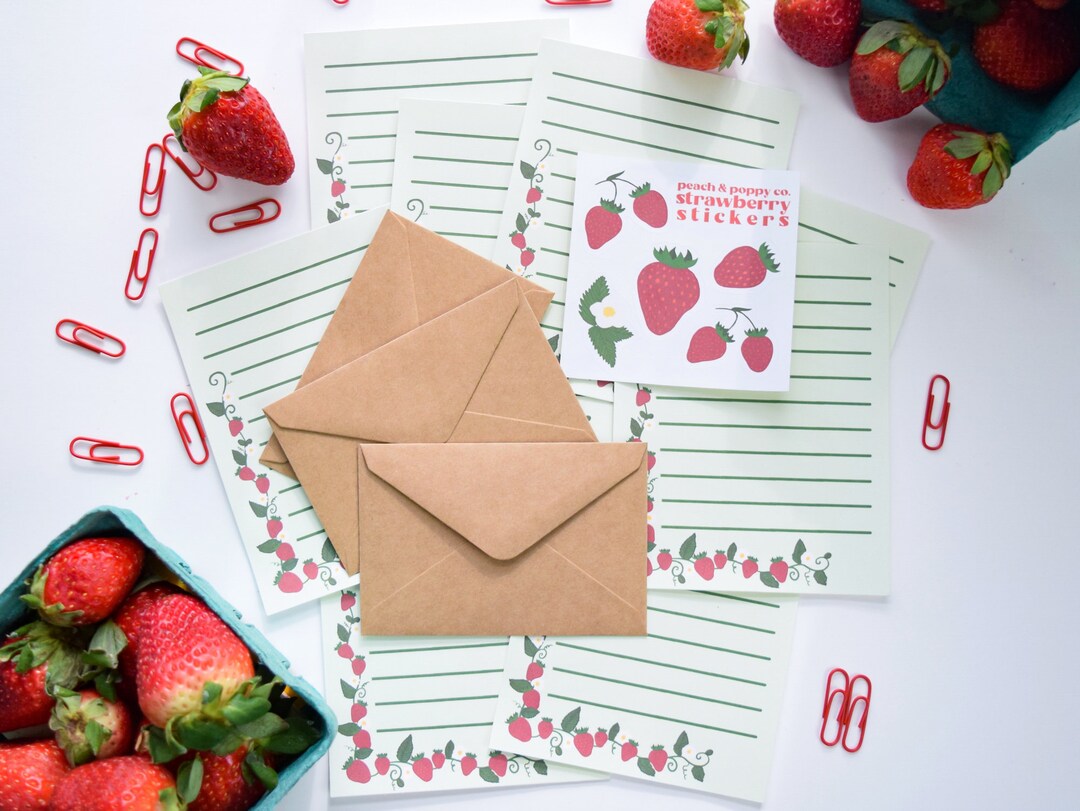 Tiny Strawberry Stationery Set, Mini Snail Mail Kit, Miniature Letter ...