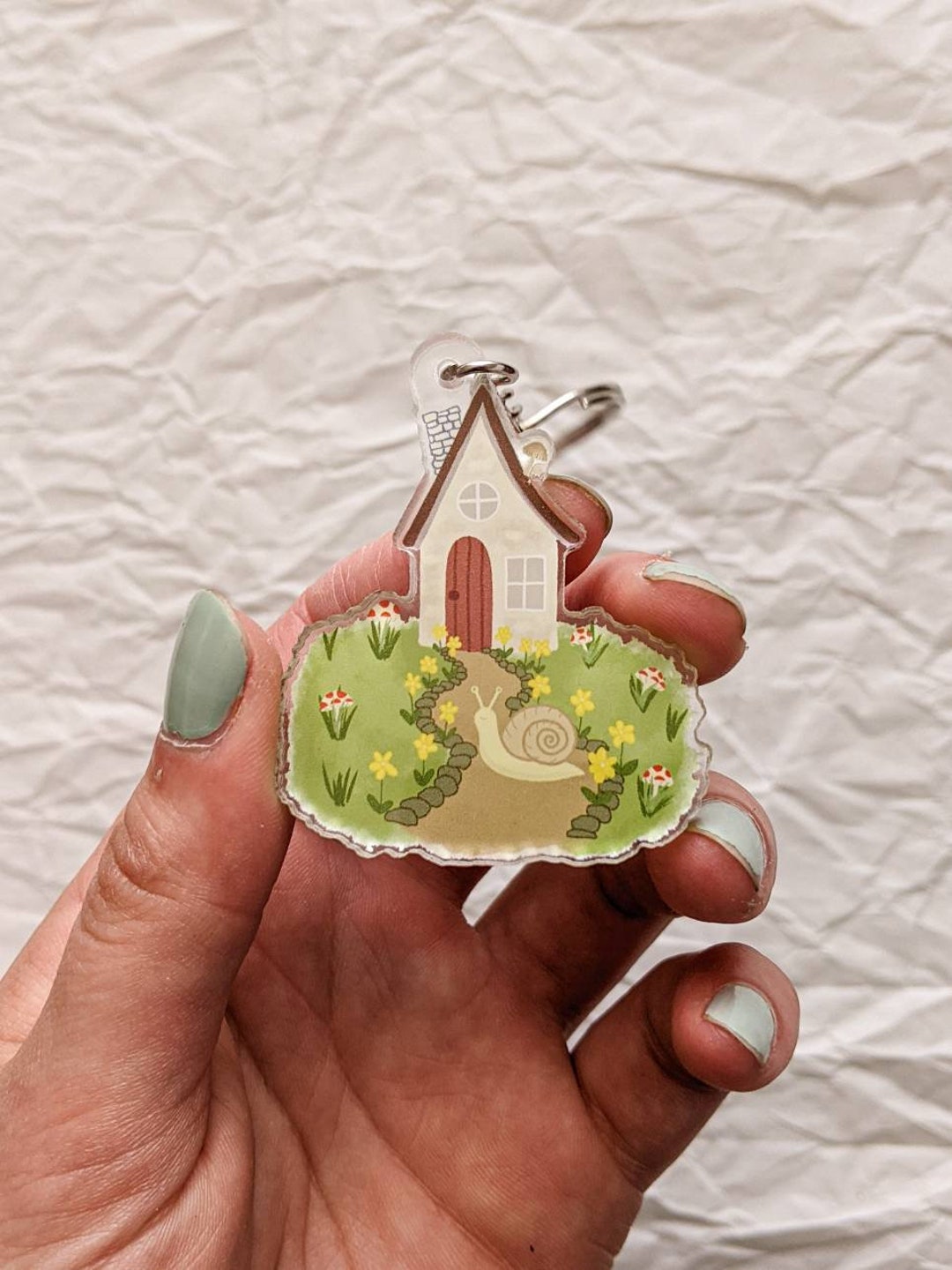 Snail Cottage Acrylic Keychain for Pen Pals, Fairytale Keychain Cute - Etsy