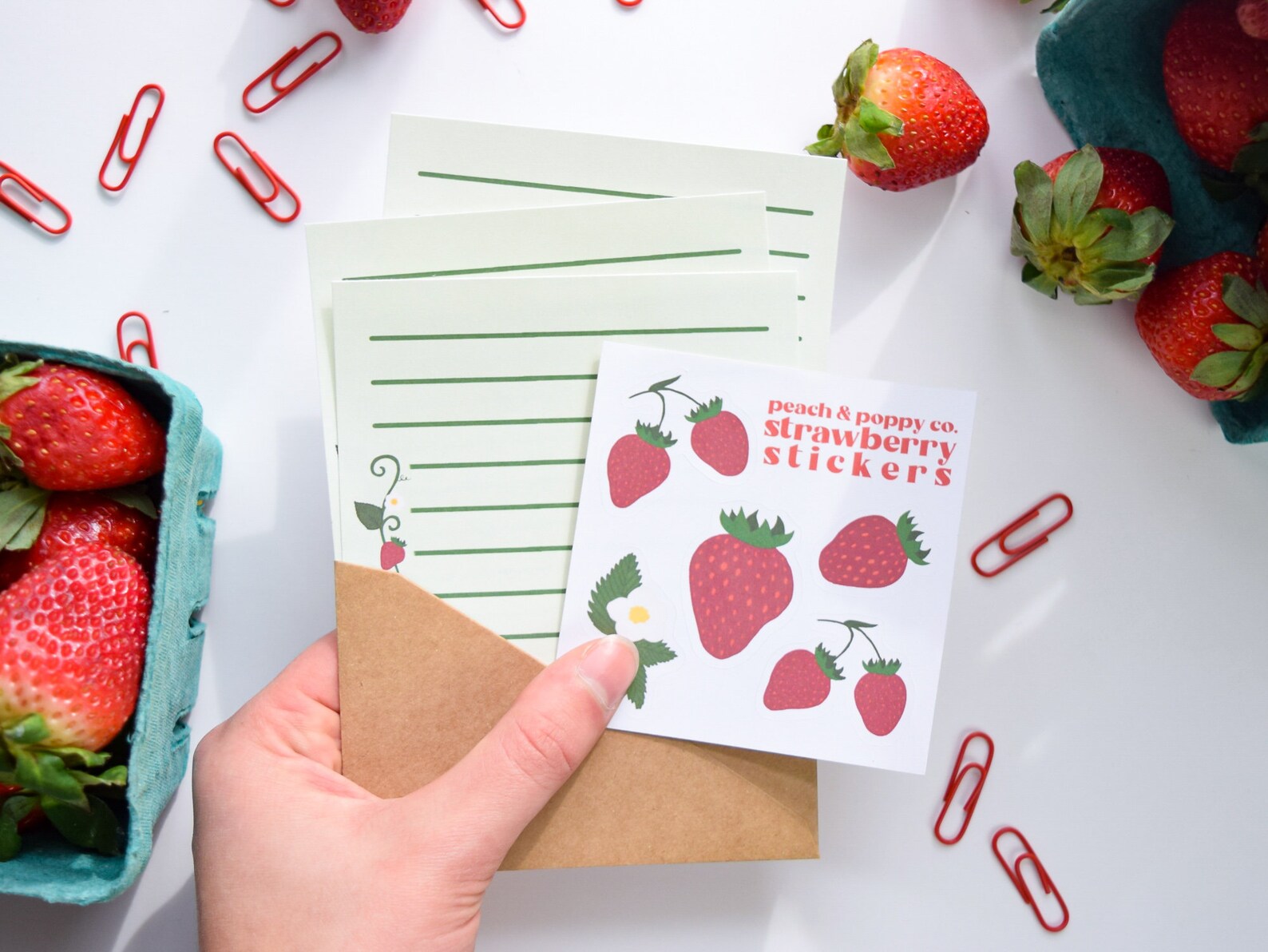 Tiny Strawberry Stationery Set Mini Snail Mail Kit Miniature - Etsy