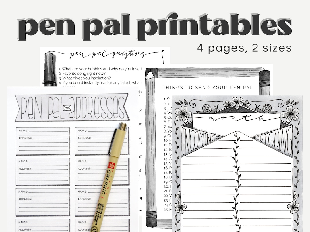 Pen Pal Printable Trackers and Lists Illustrated - Etsy