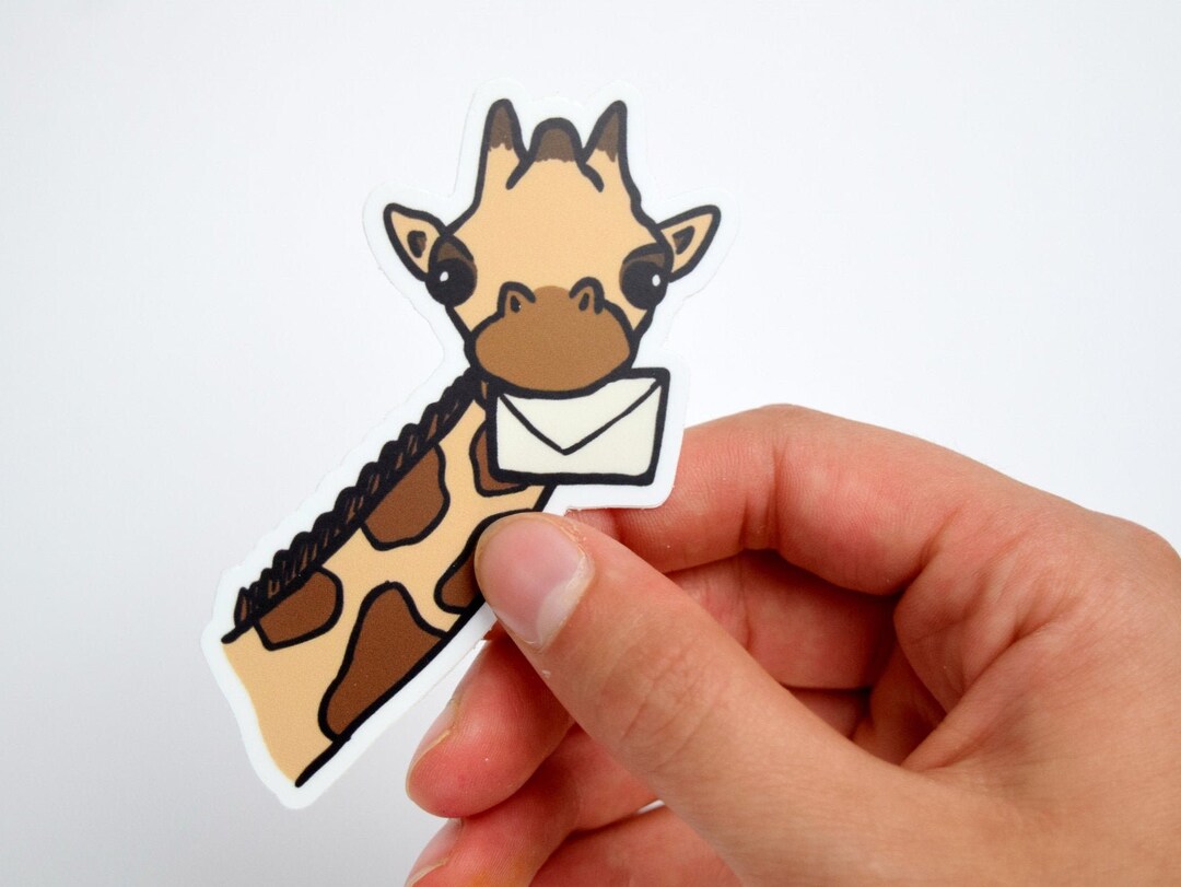 Giraffe and Envelope Snail Mail Sticker, Water Bottle Sticker, Vinyl ...