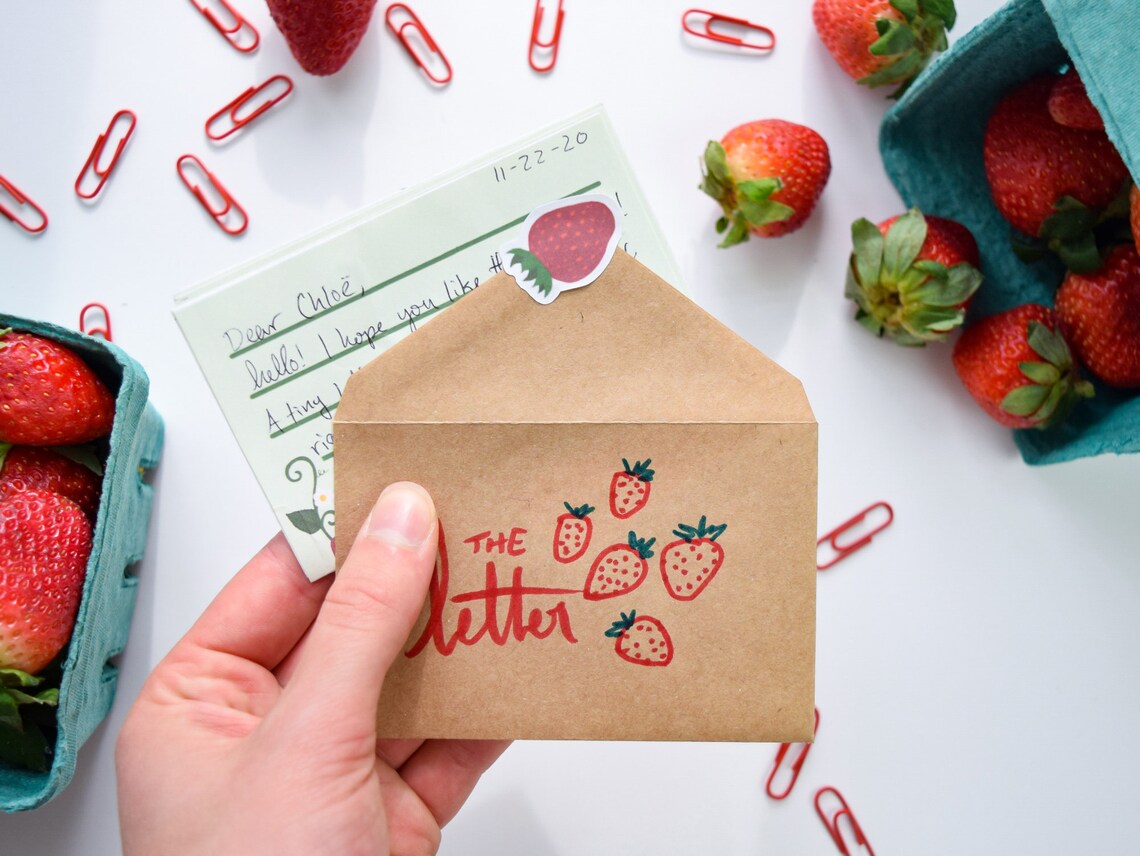 Tiny Strawberry Stationery Set Mini Snail Mail Kit Miniature - Etsy