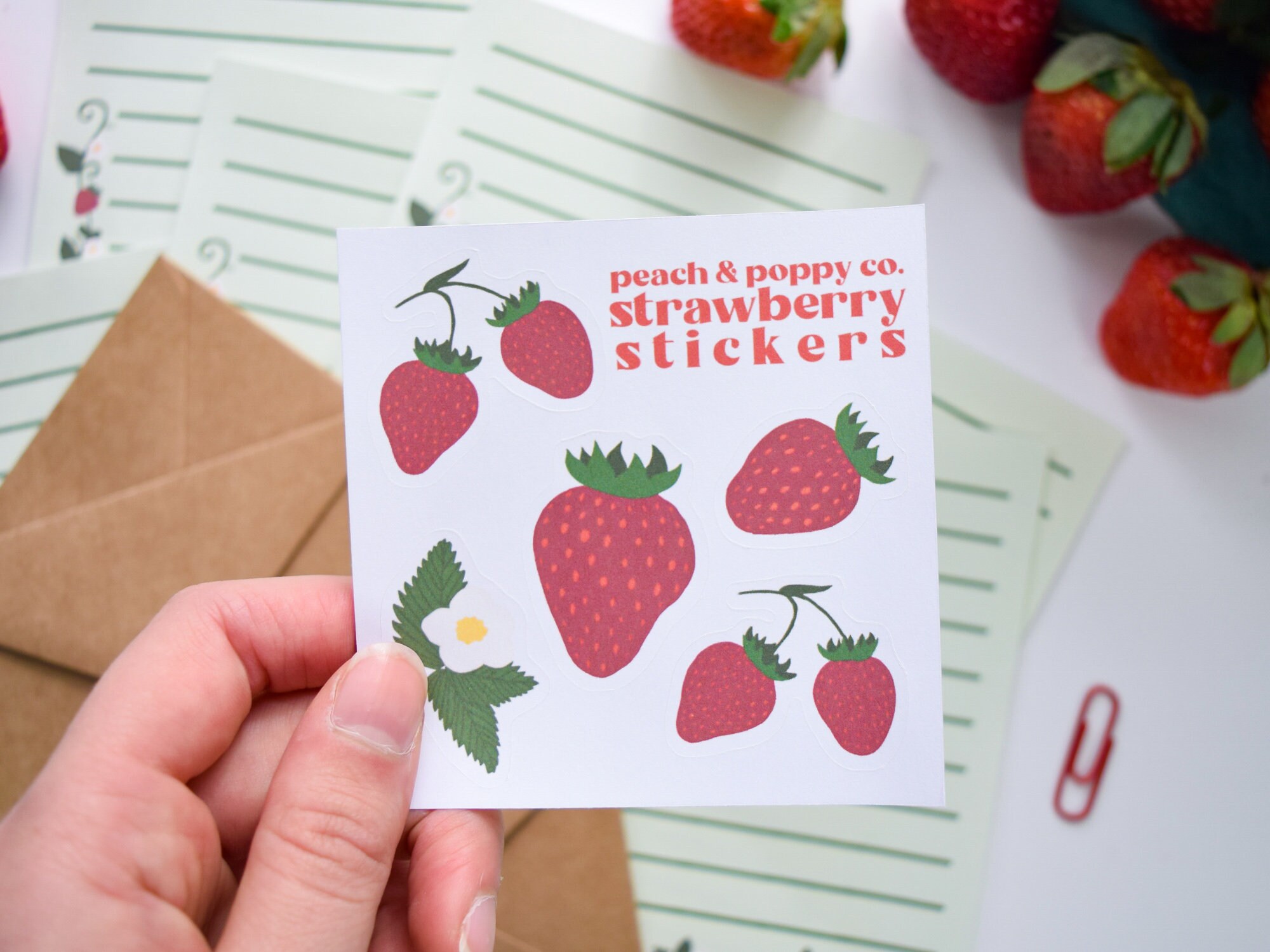 Tiny Strawberry Stationery Set Mini Snail Mail Kit Miniature - Etsy