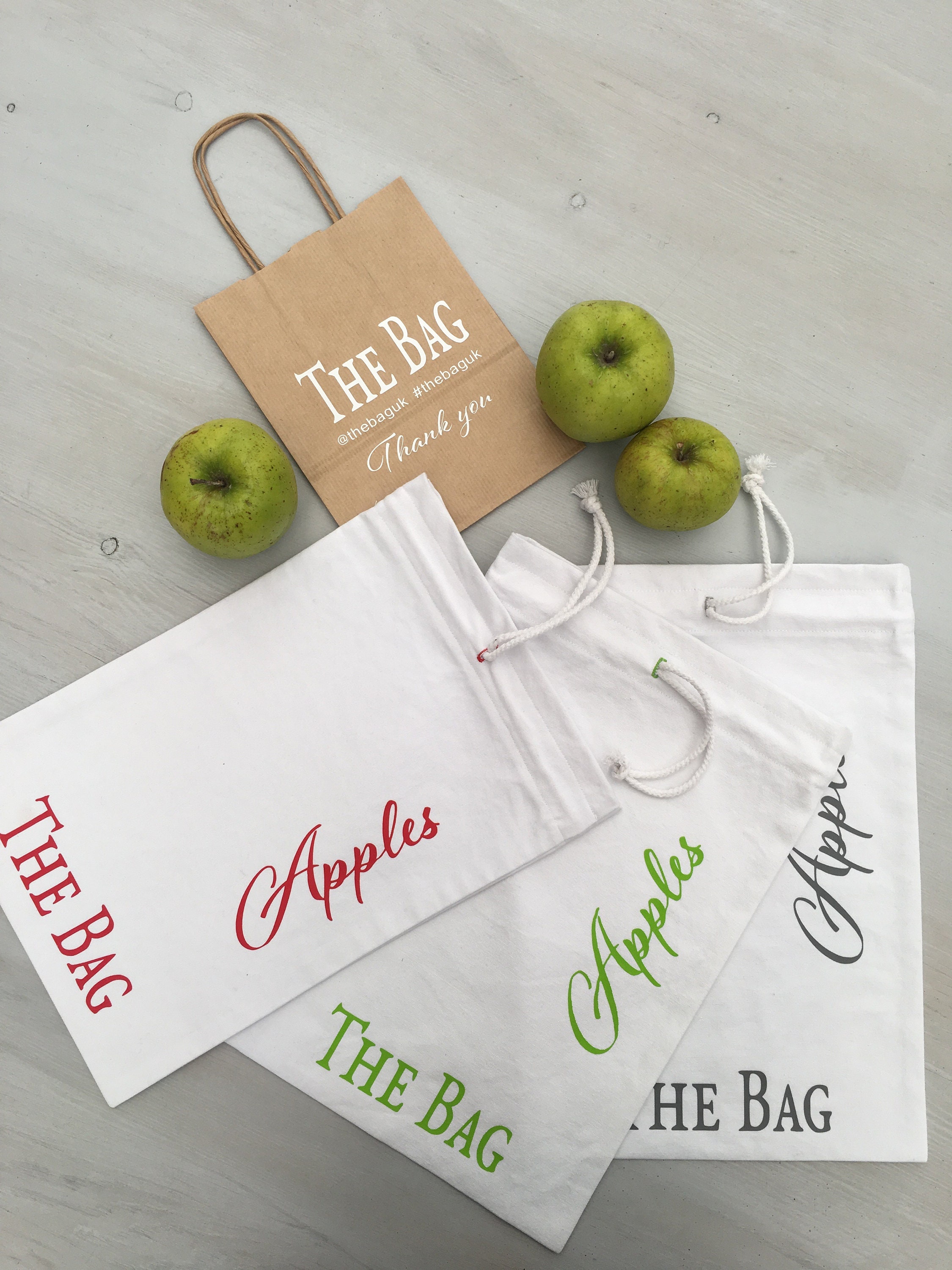 Eco Friendly Produce Storage Reusable Handmade Organic Cotton Apple Bag ...