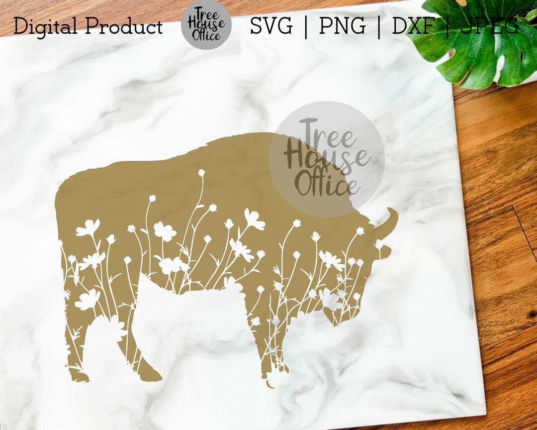 Floral Buffalo Svg/dxf/png/jpeg | Animal Clip Art | Bison Mandela ...