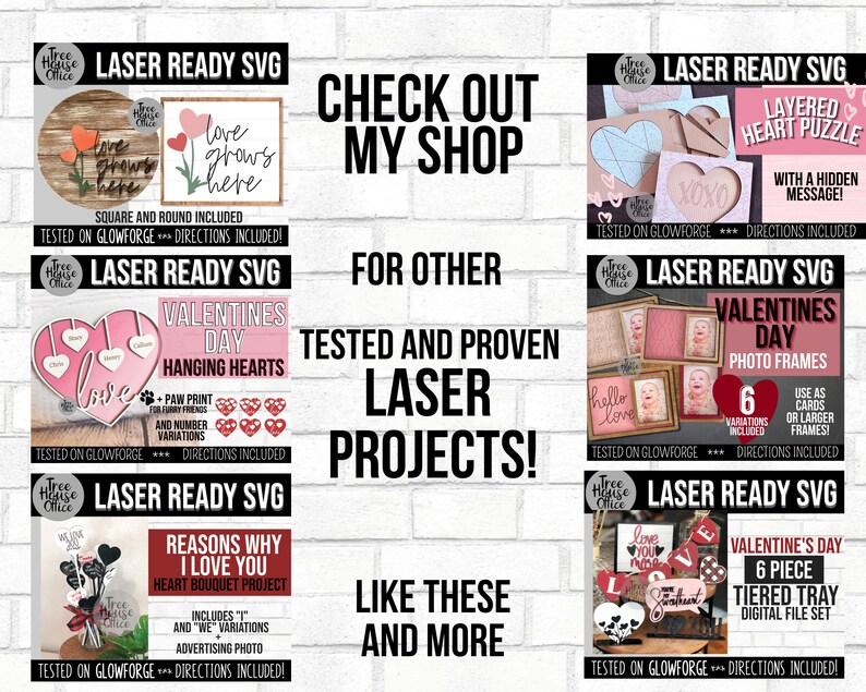 Valentine Glowforge SVG Love Grows Here Valentine's 3D - Etsy